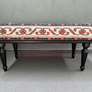 Floral Pattern Bench, Bench With Cushion, Ottoman Bench, Bench for ...