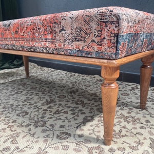 Foot Stool Ottoman, Turkish Rug Bench, Long Seat, Upholstered Bench ...