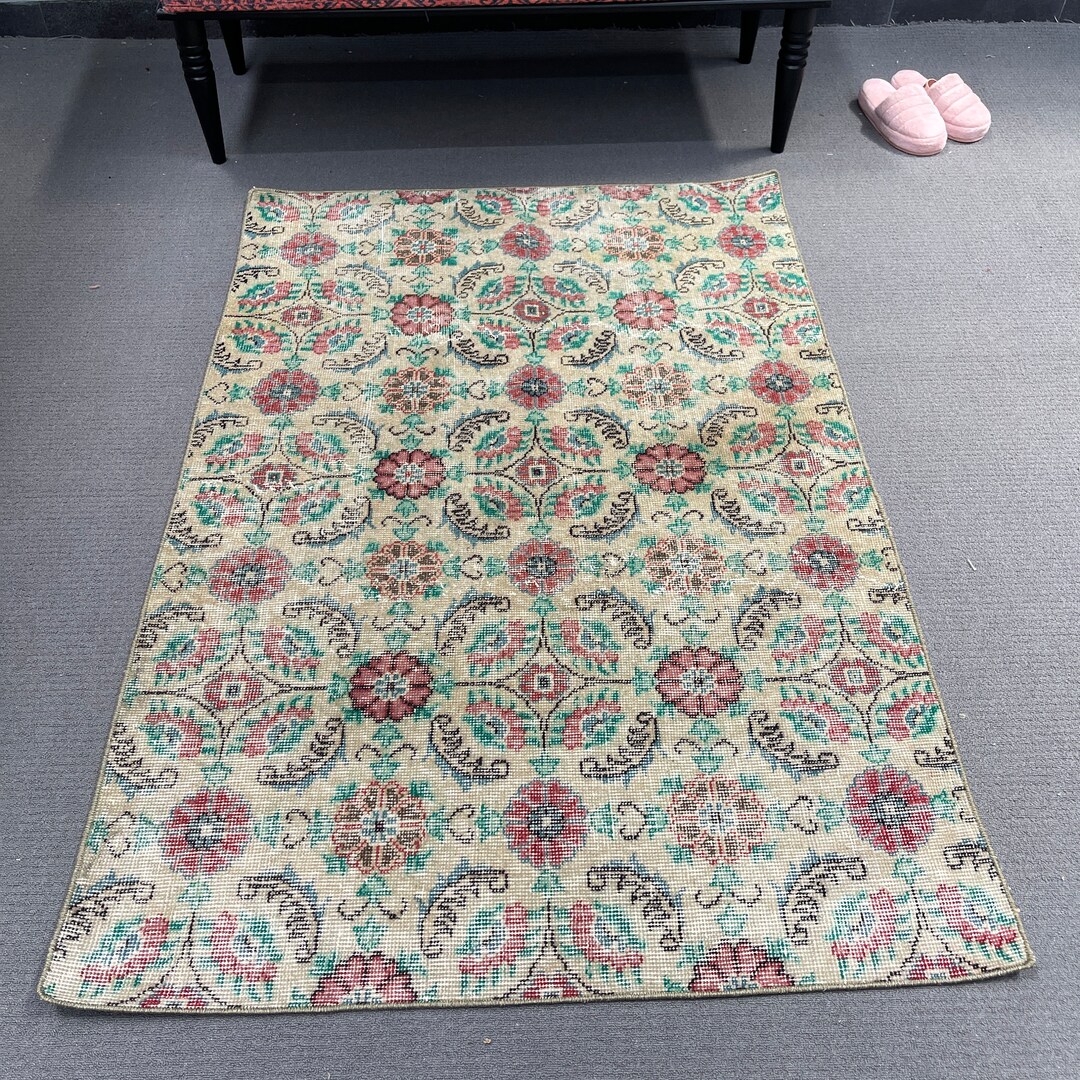 4x5 Accent Rug, Vintage Rug, Turkish Rug, Anatolian Rug, Rugs for Entry ...