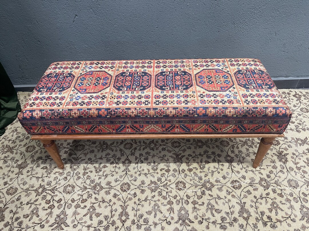Upholstered Rug Bench, Ottoman Bench, Footrest Bench, Handmade ...