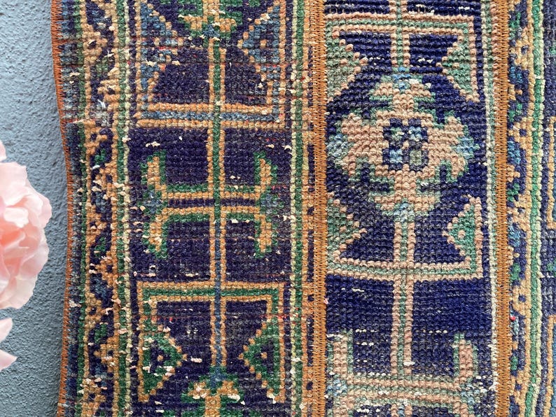 Turkish Vintage Rug 1.8x4.8 Ft, Blue Ombré Rug - Etsy