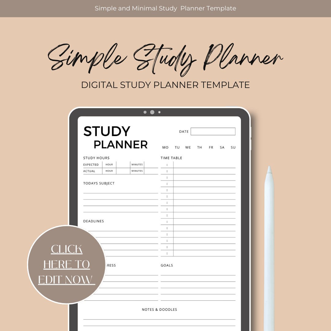 Study Planner | Digital Study Planner | A4 | Instant Download ...