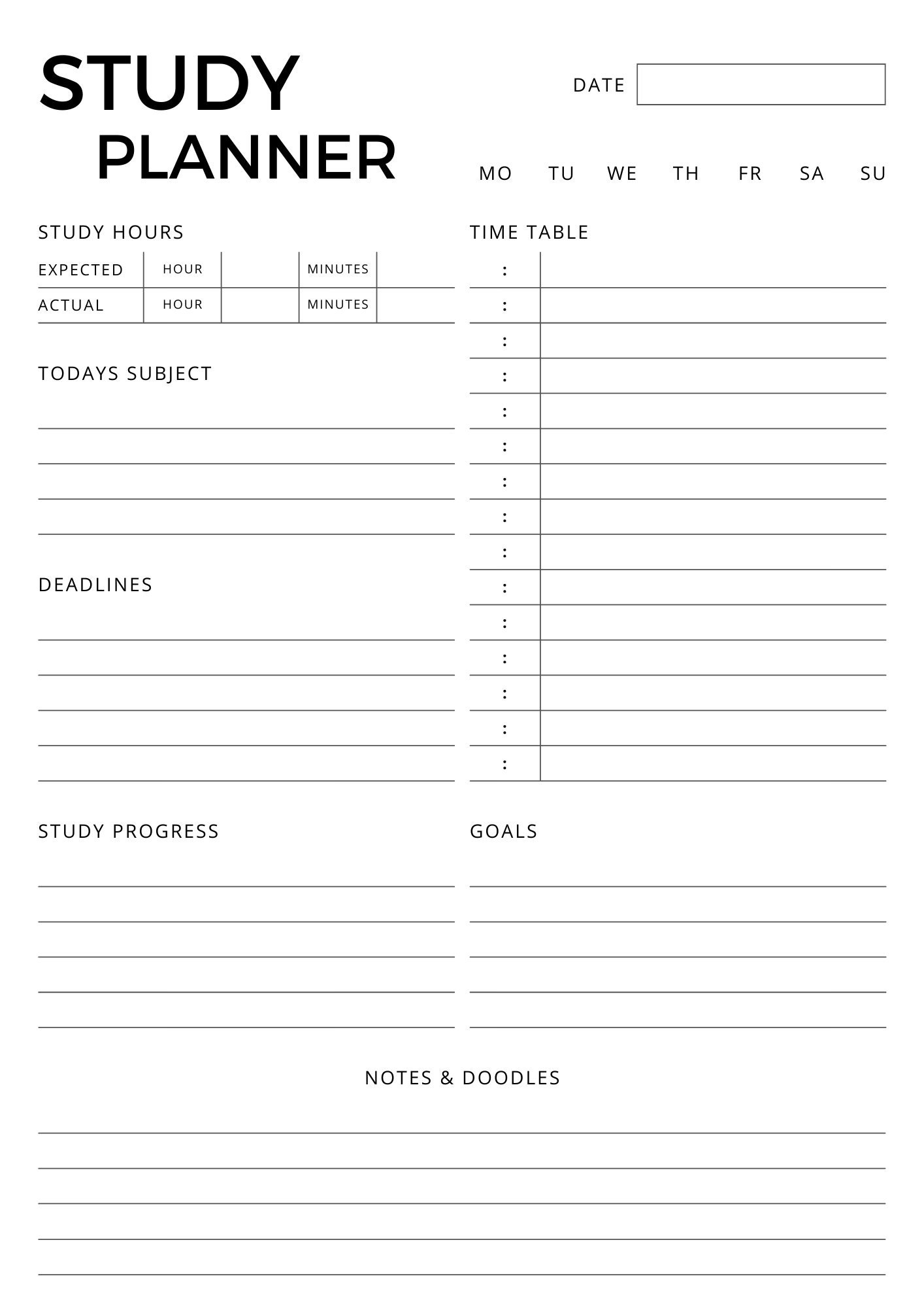 Study Planner | Digital Study Planner | A4 | Instant Download ...