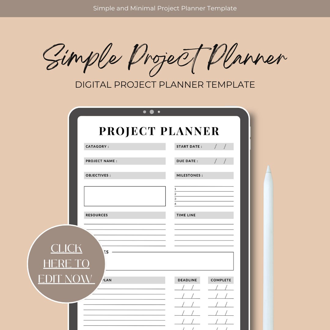 Project Planner | Digital Project Planner | A4 | Instant Download ...