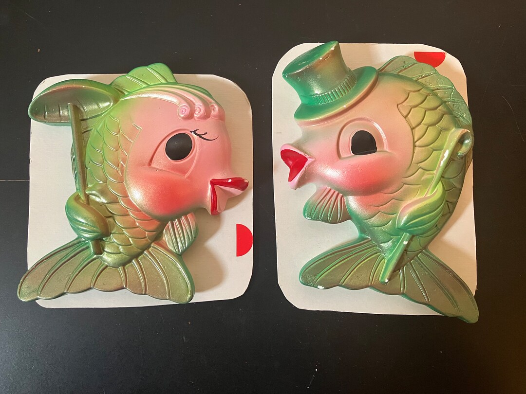 Vintage 1969 Miller Studio's Mr. & Mrs. Fish Chalkware - Etsy Vintage 1969 Miller Studio's Mr. & Mrs. Fish Chalkware - Etsy