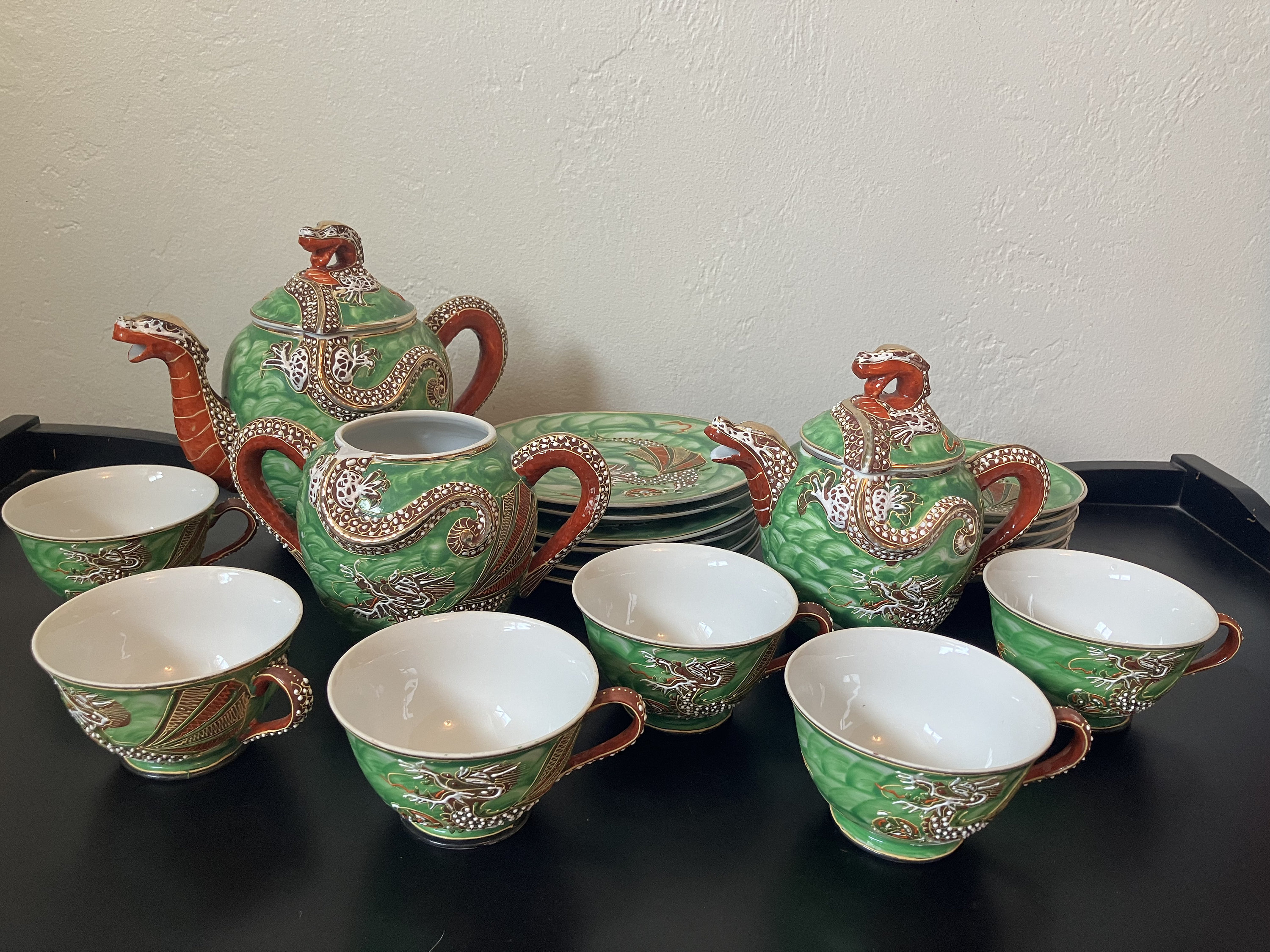Vintage Japanese Moriage Dragonware Tea Set - Etsy