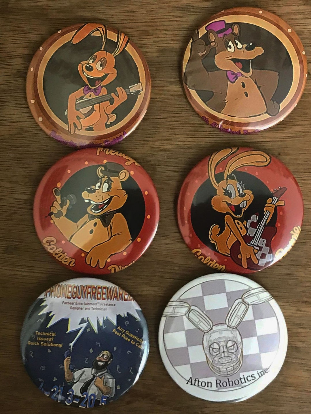 FNAF Inspired Vintage-styled Prize-counter Pins/buttons 58 Mm/ 2.28 ...