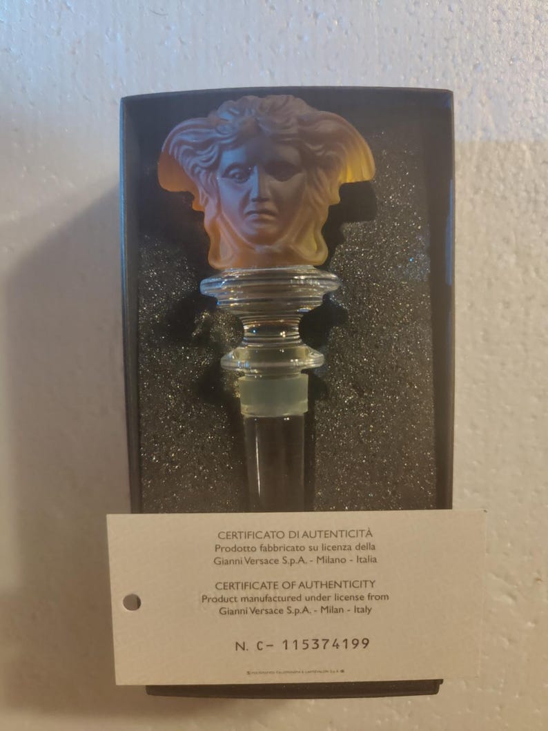 Versace Rosenthal Medusa Bottle Stopper Amber New in Box Certificate of ...