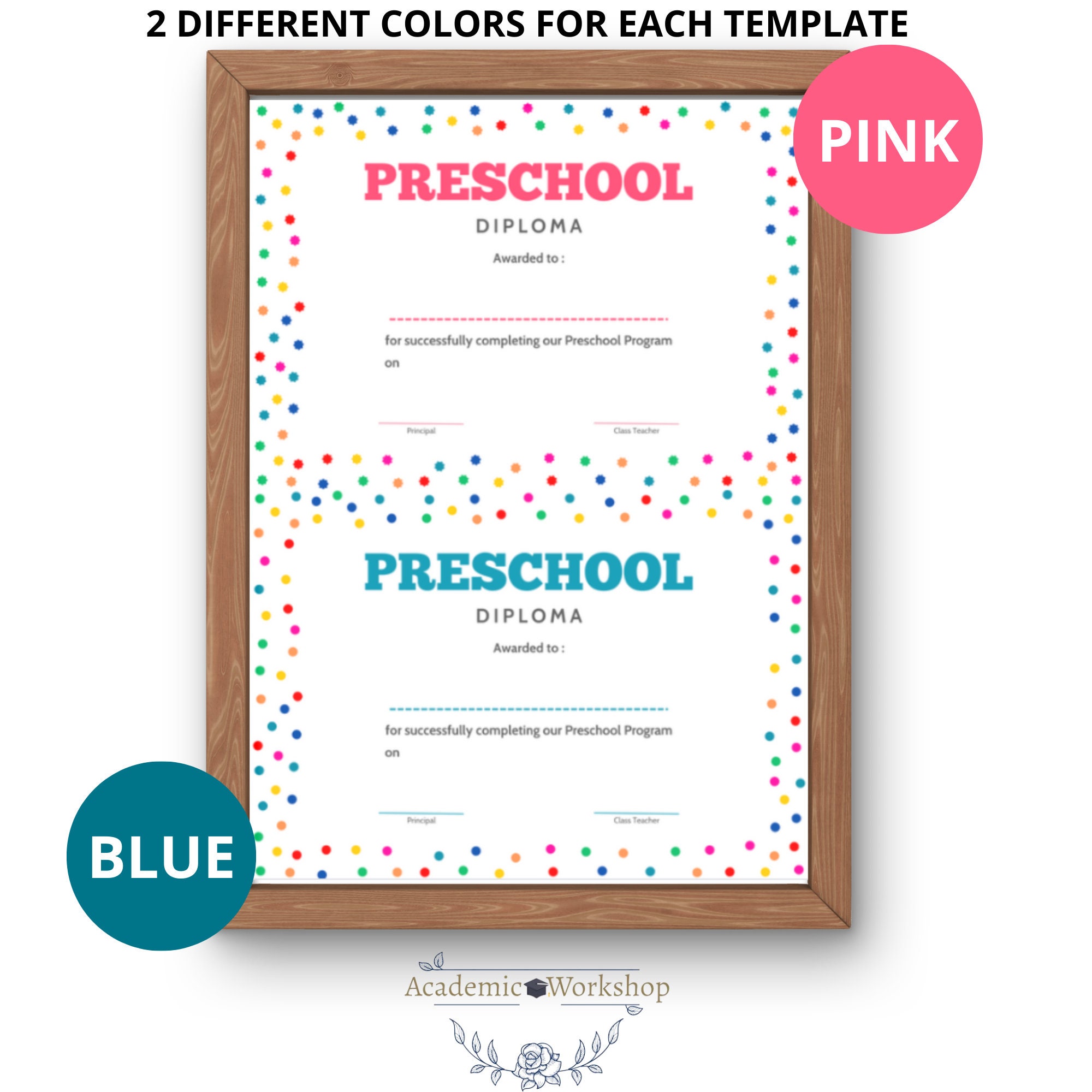 14 Editable Rainbow Preschool Diploma Templates, Customizable Toddlers ...
