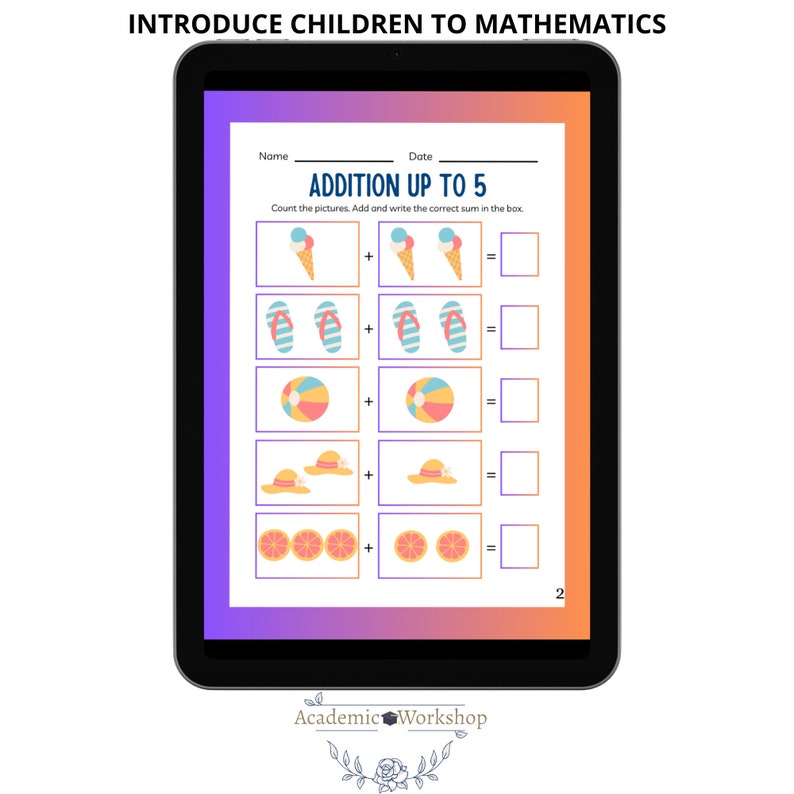Kindergarten Addition Workbook Math Activity Worksheets for Toddlers ...