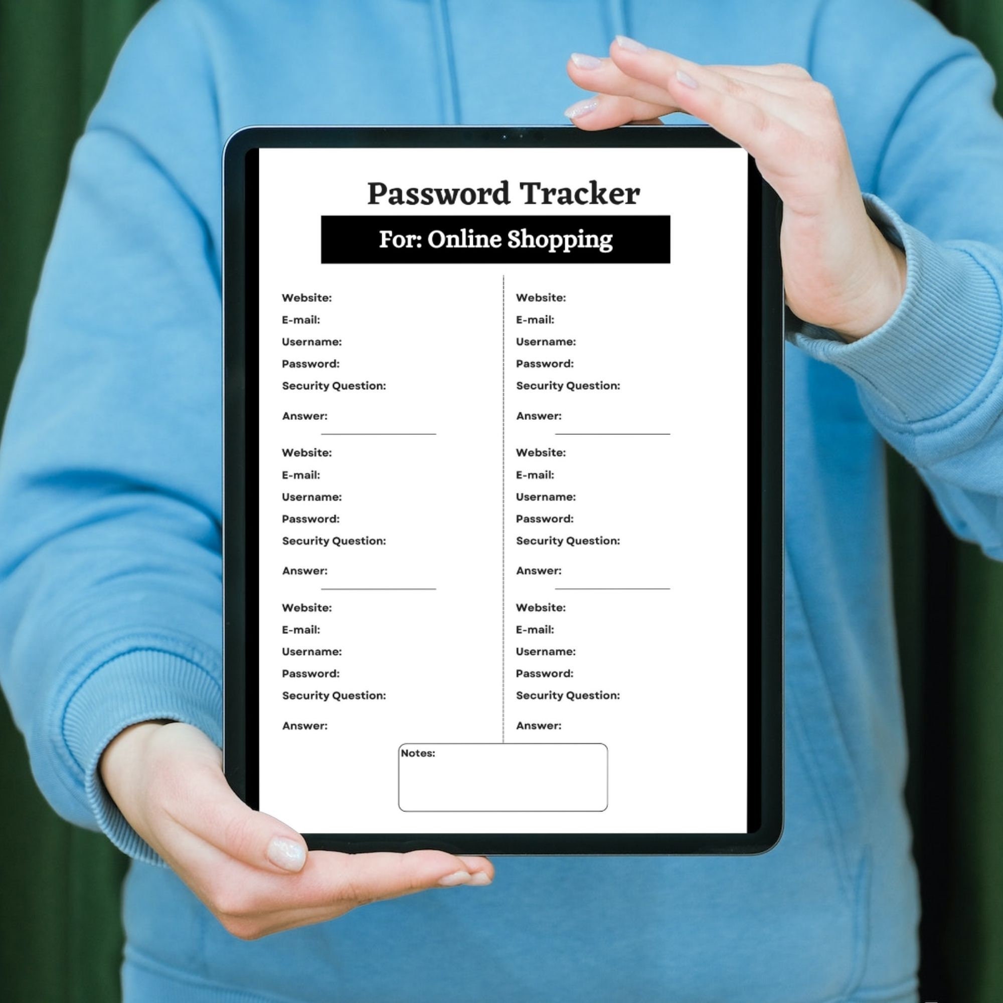 Fillable Digital Password Tracker, Accounts Organizer, Digital Download ...