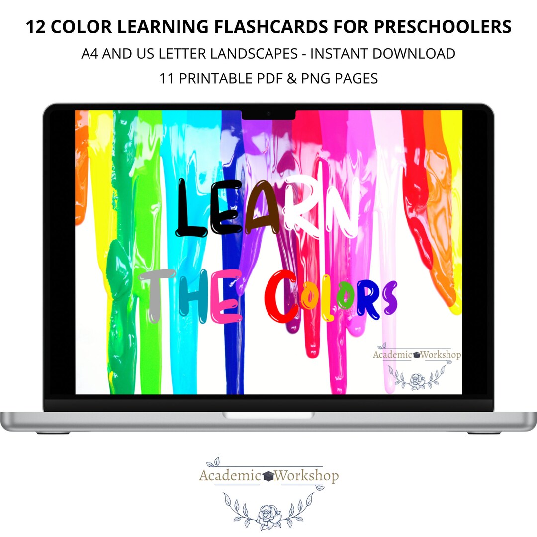 12 Color Learning Flashcards Printable Montessori Educational Materials ...