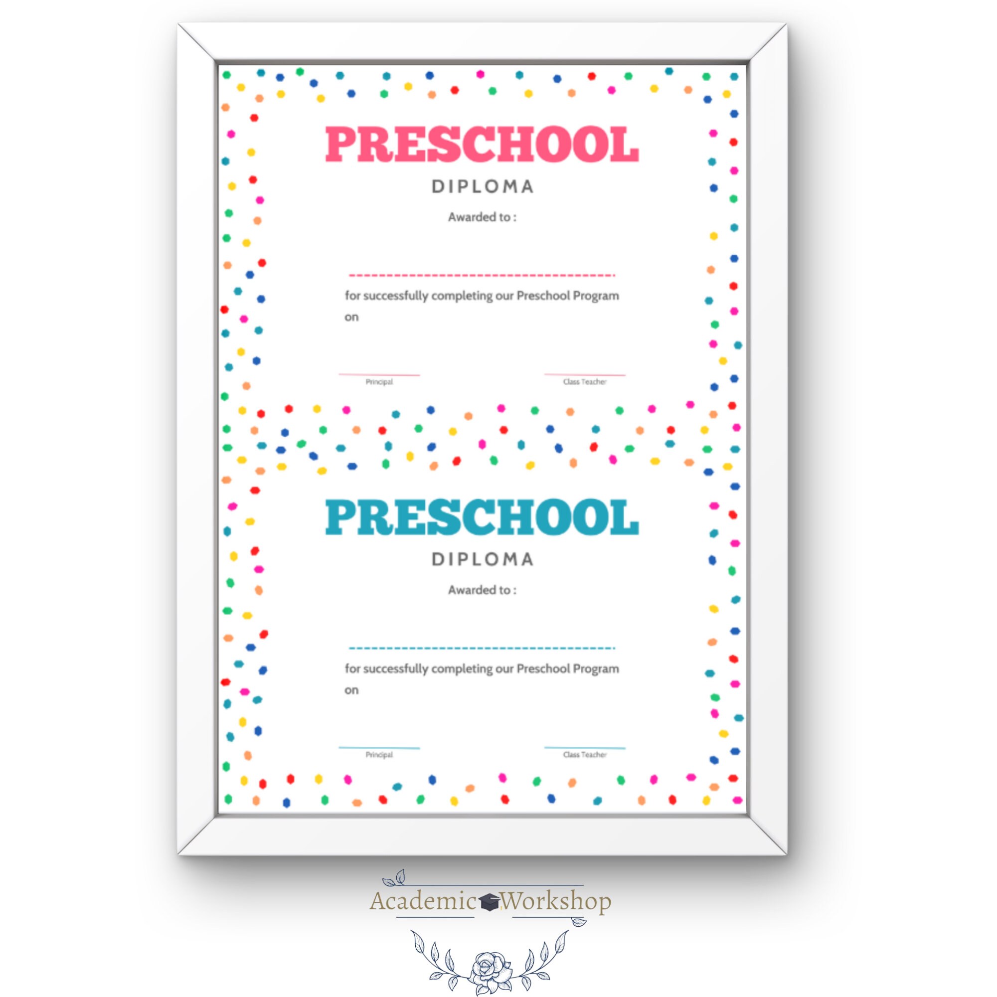 14 Editable Rainbow Preschool Diploma Templates, Customizable Toddlers ...