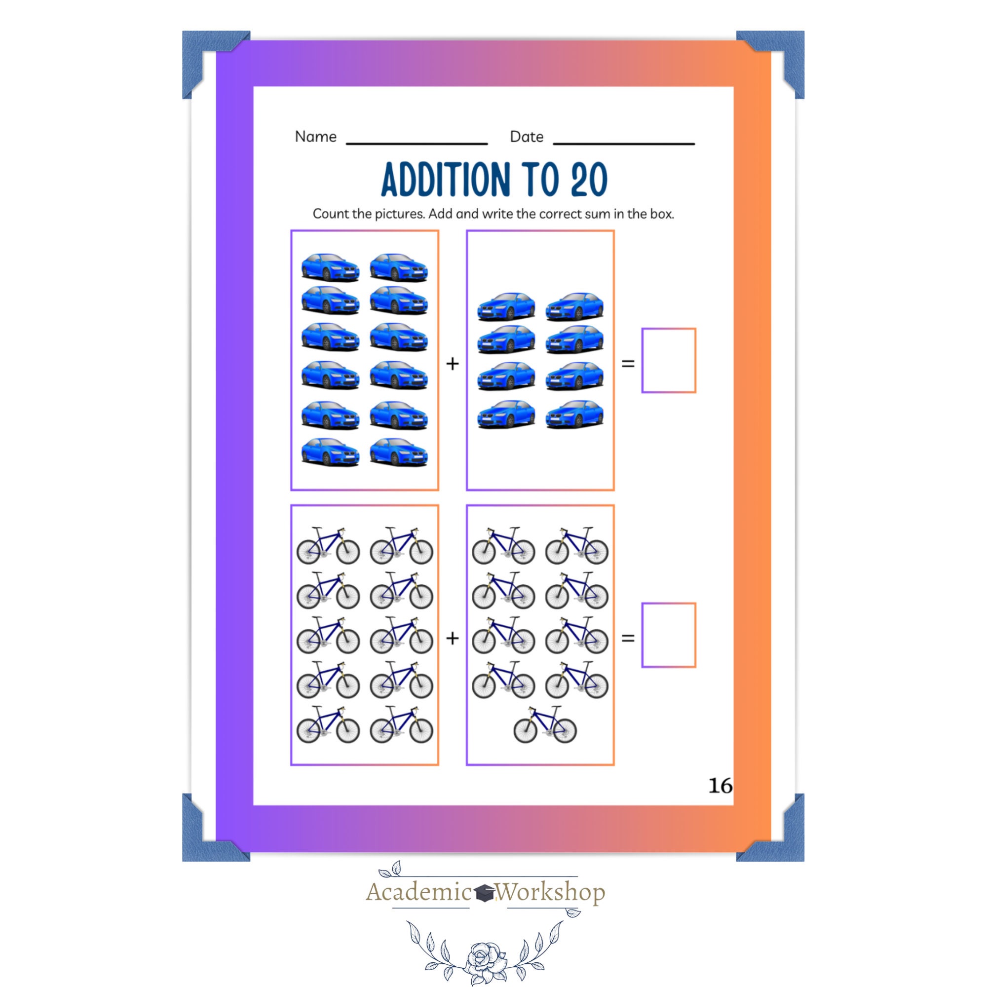 Kindergarten Addition Workbook Math Activity Worksheets for Toddlers ...