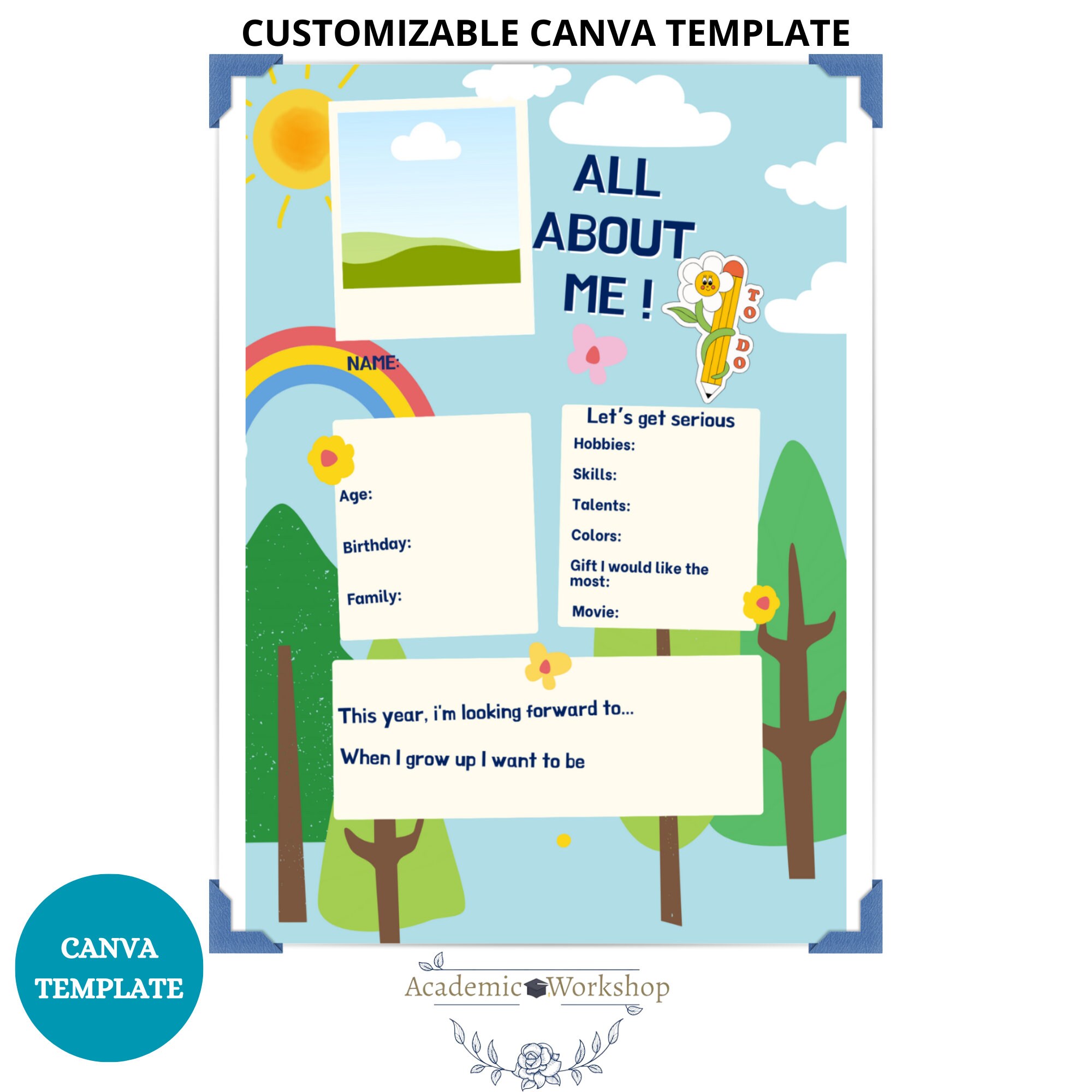 8 Printable All About Me Template, Colorful & Beautiful Kids Activity ...