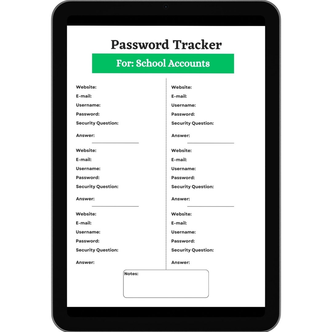 Fillable Digital Password Tracker, Accounts Organizer, Digital Download ...