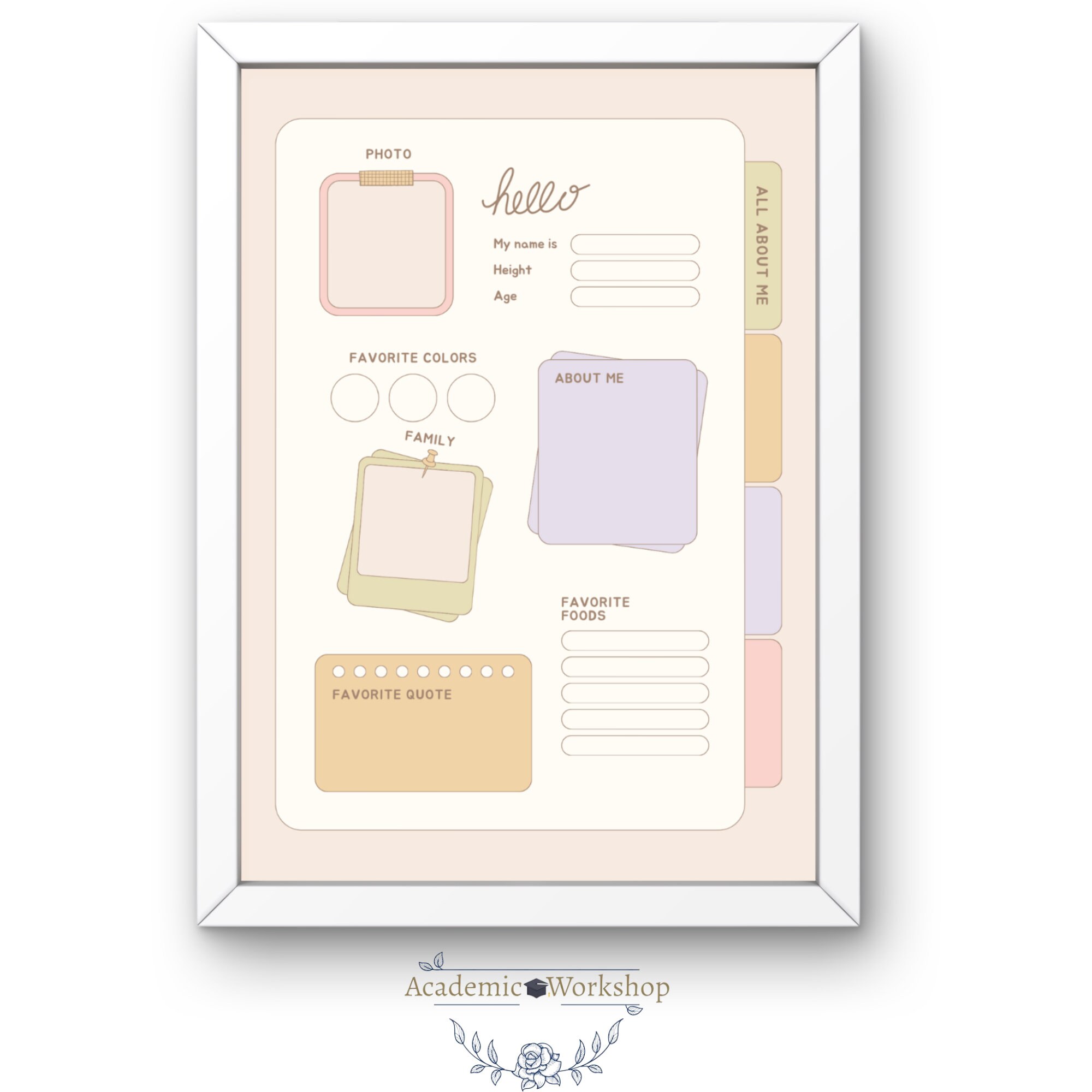 8 Printable All About Me Templates, Colorful & Beautiful Homeschool ...