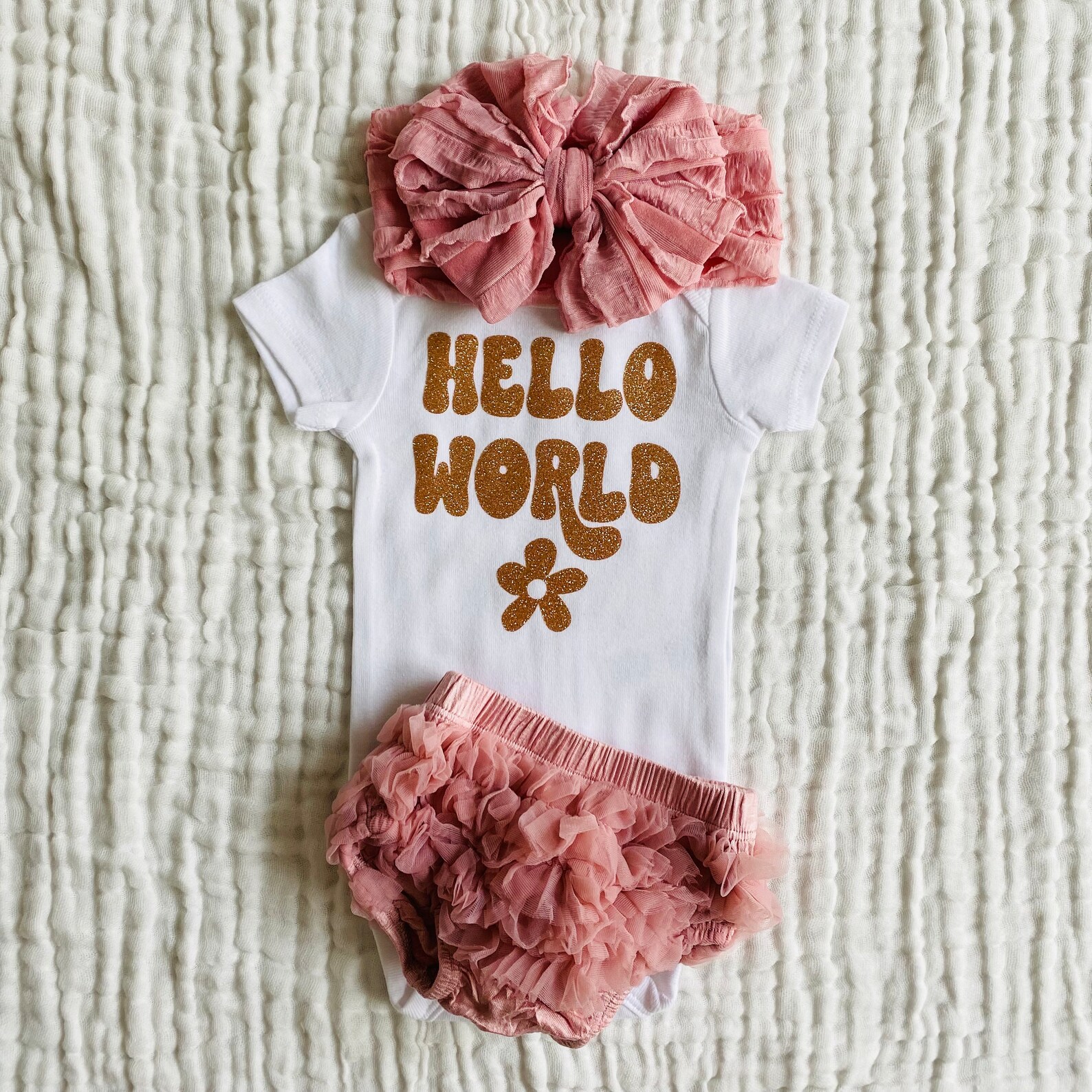 Newborn Baby Girl Coming Home Outfit, Baby Girl Clothes, Hello World ...