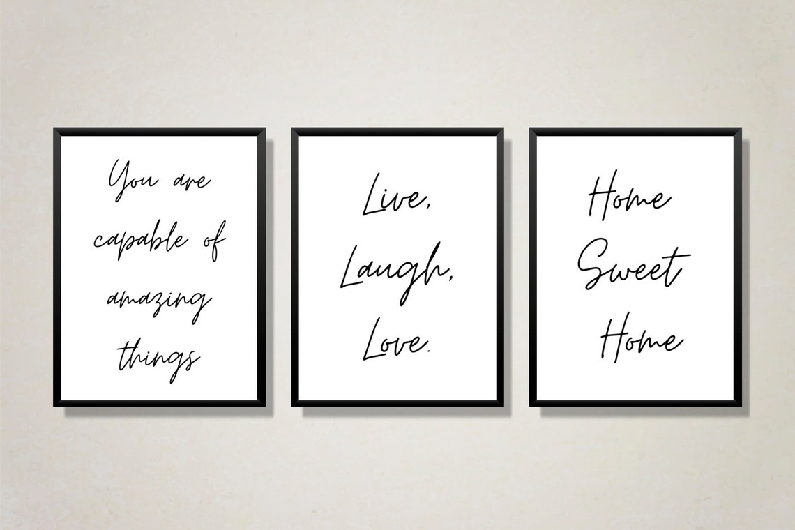 Inspirational Wall Art Office Decor Quotes About Life Gallery Wall Set ...