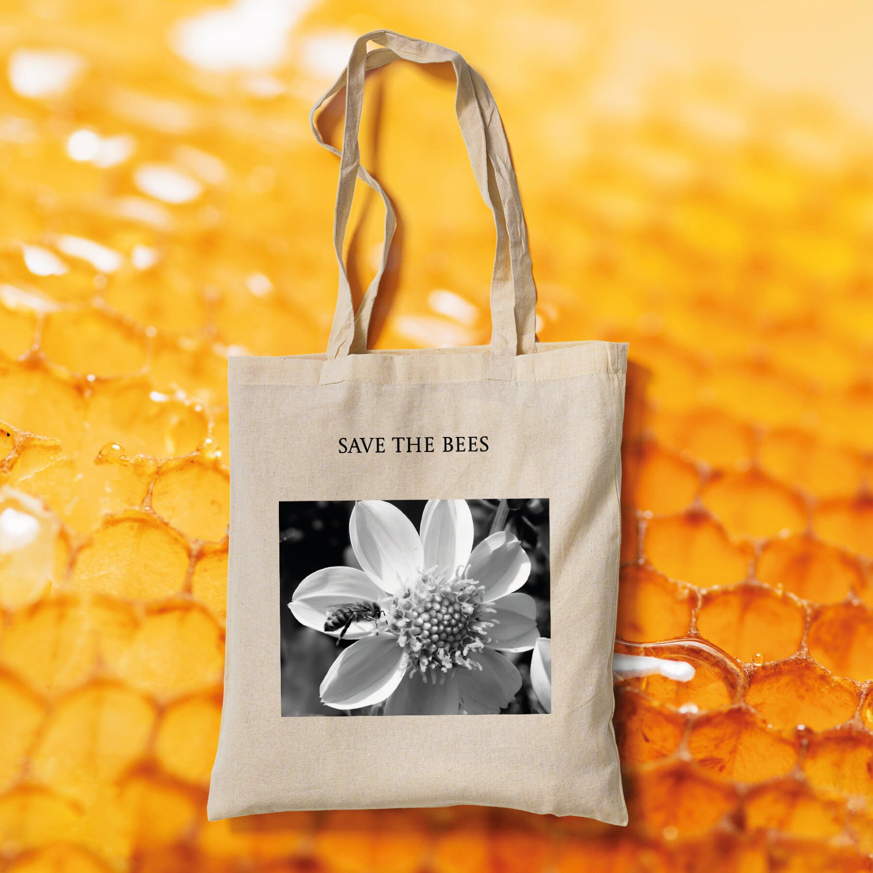 Save the Bees Tote Bag Bee Lover Floral Print Bee Conservation Tote Bag ...