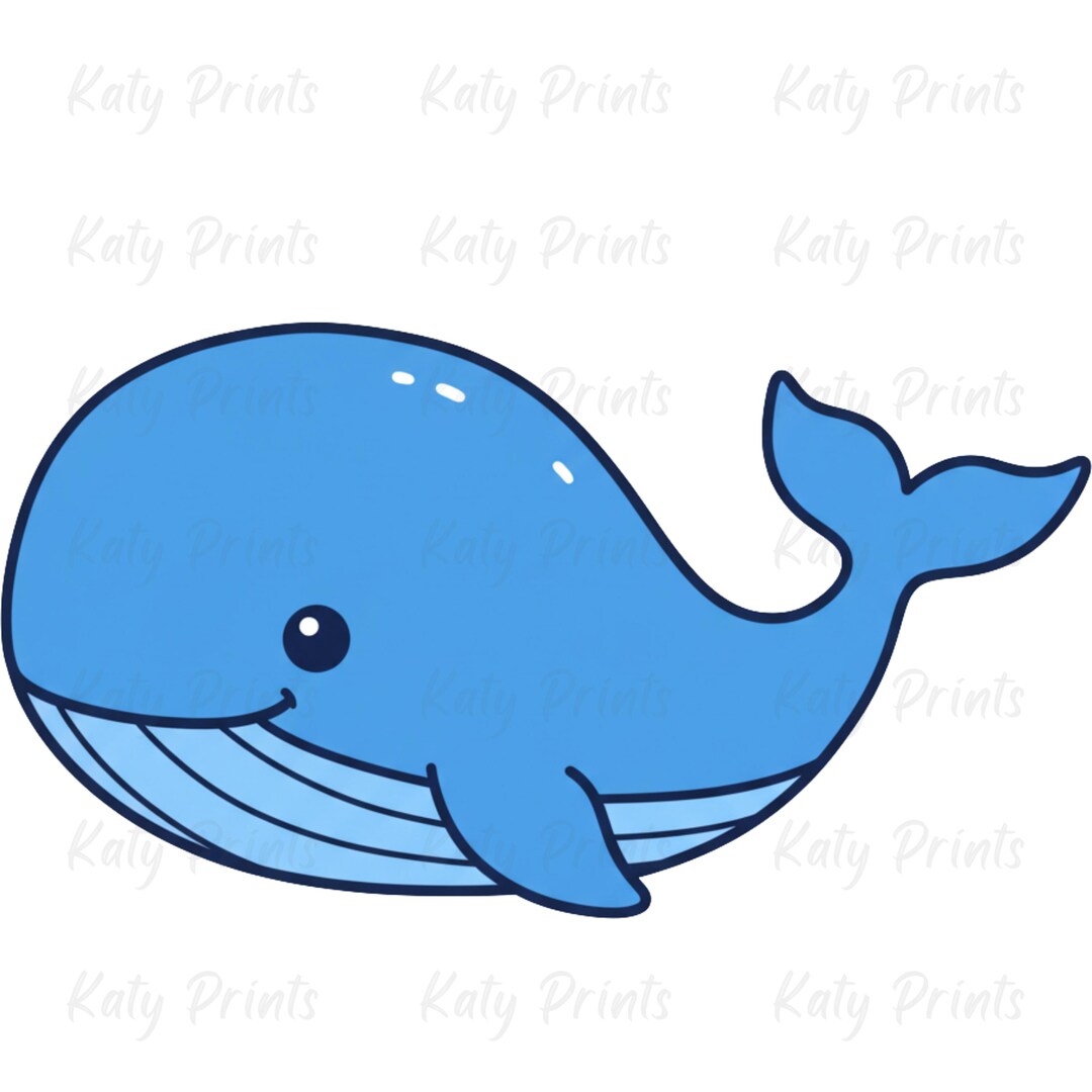 Whale Clipart PNG and JPEG Digital Download Simple Ocean Animal ...