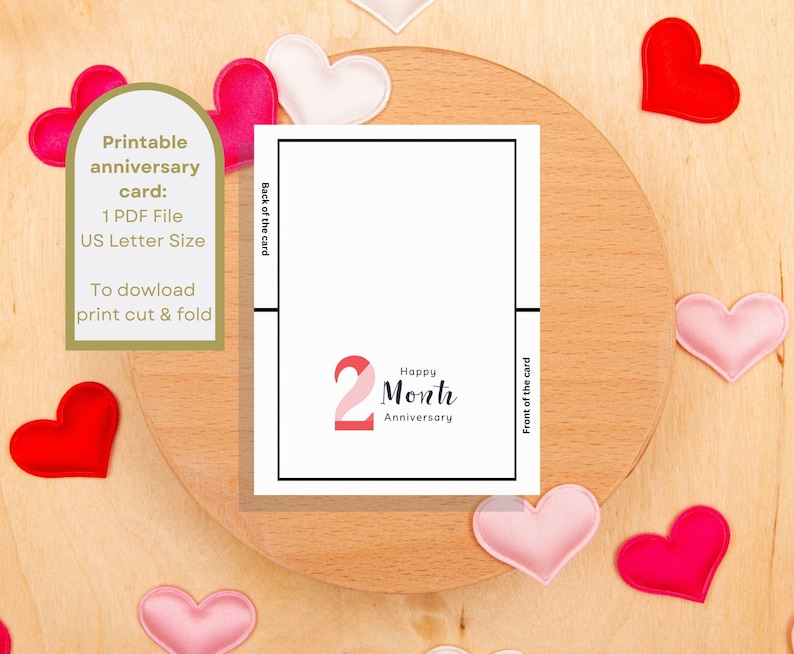 Printable 2 Month Anniversary Card Instant Download 7x5 Inch Card for ...