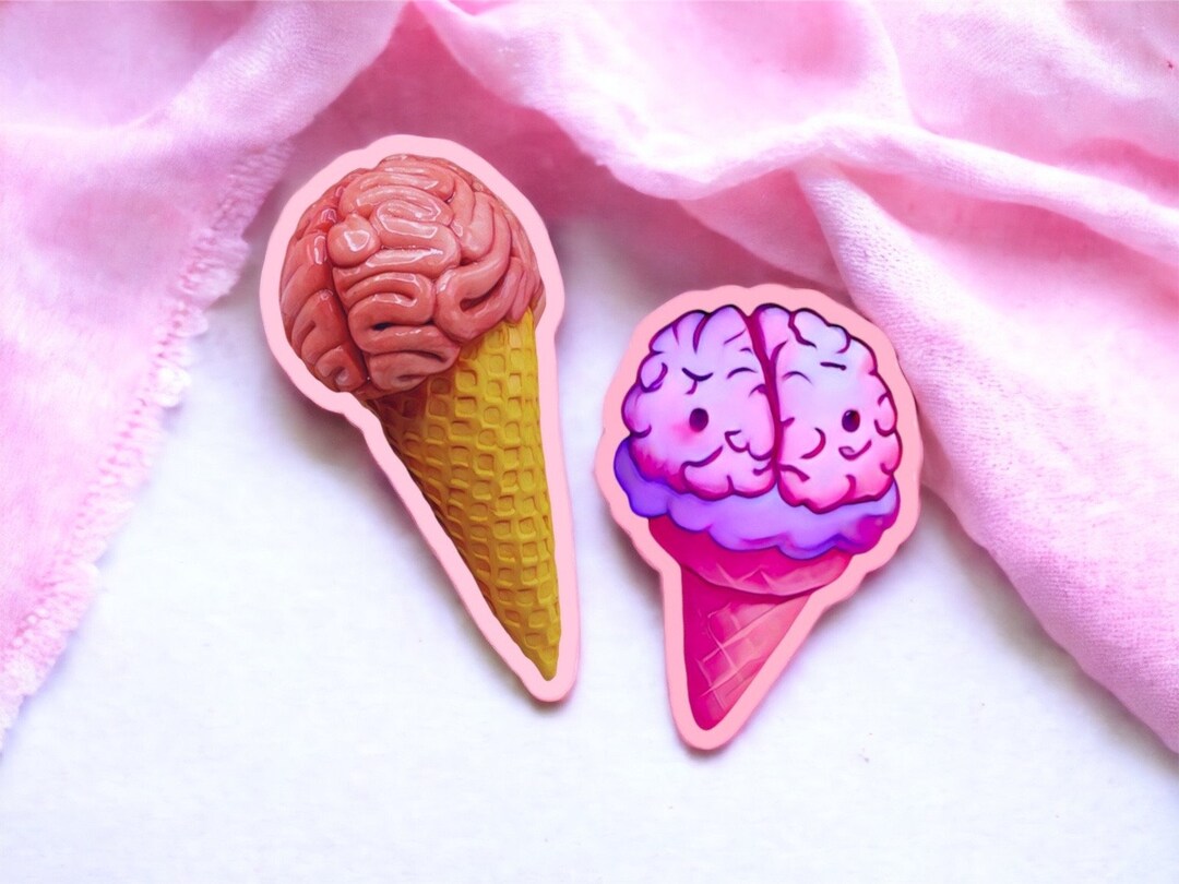 Lot 2 Stickers Ice Cream Cone Stickers Brain Realistic and - Etsy