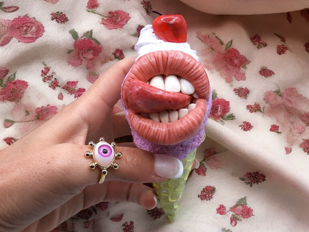 Mini Icy Cone Realistic Sculpture Strange Scary Cute OOAK Weird Art pop ...