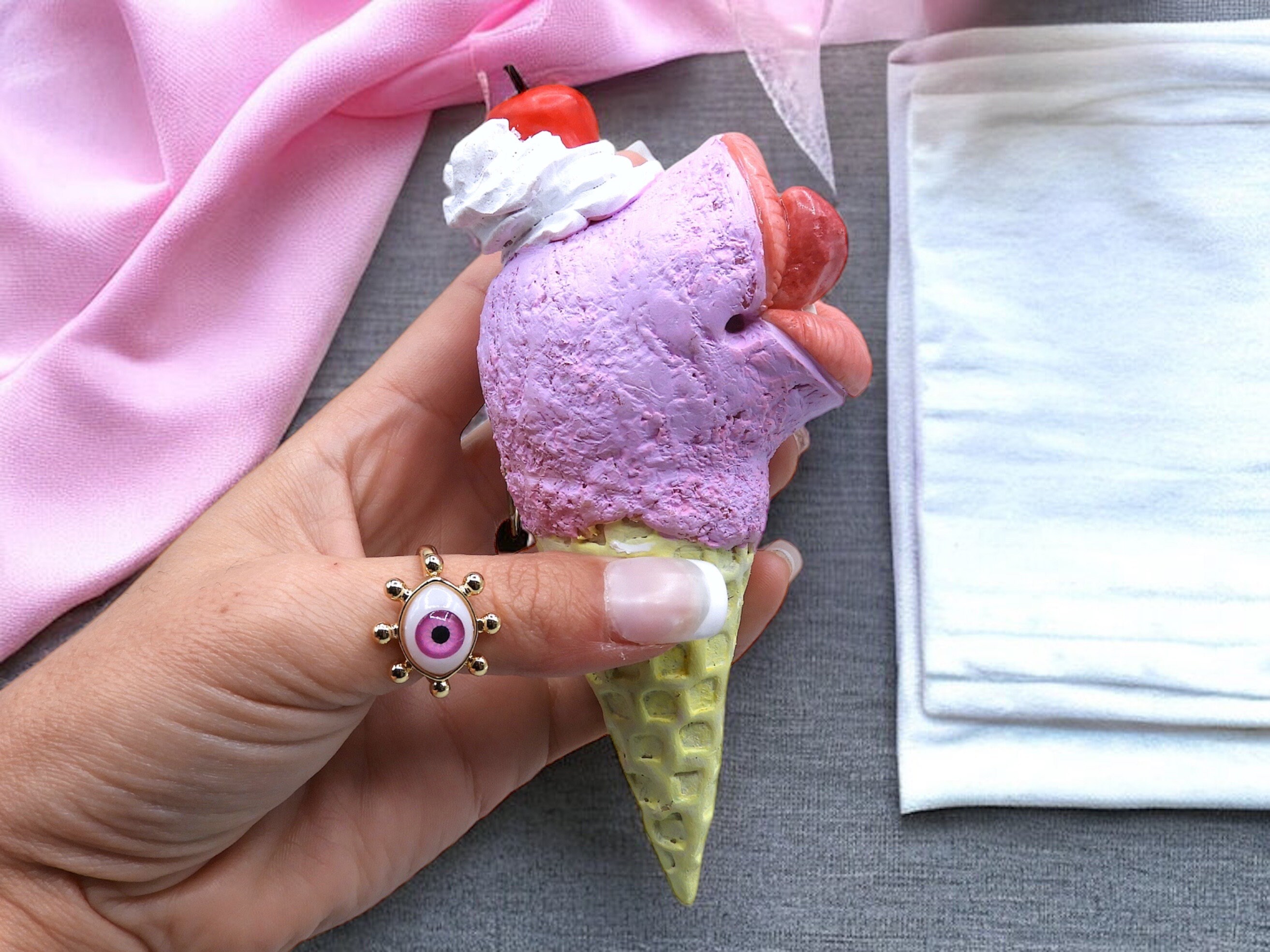 Mini Icy Cone Realistic Sculpture Strange Scary Cute OOAK Weird Art pop ...