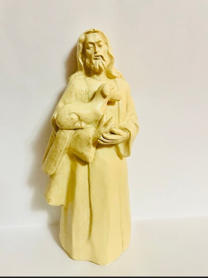 Jesus Holding a Lamb Miniature Bible Figure Mini Resin Spiritual Christ ...