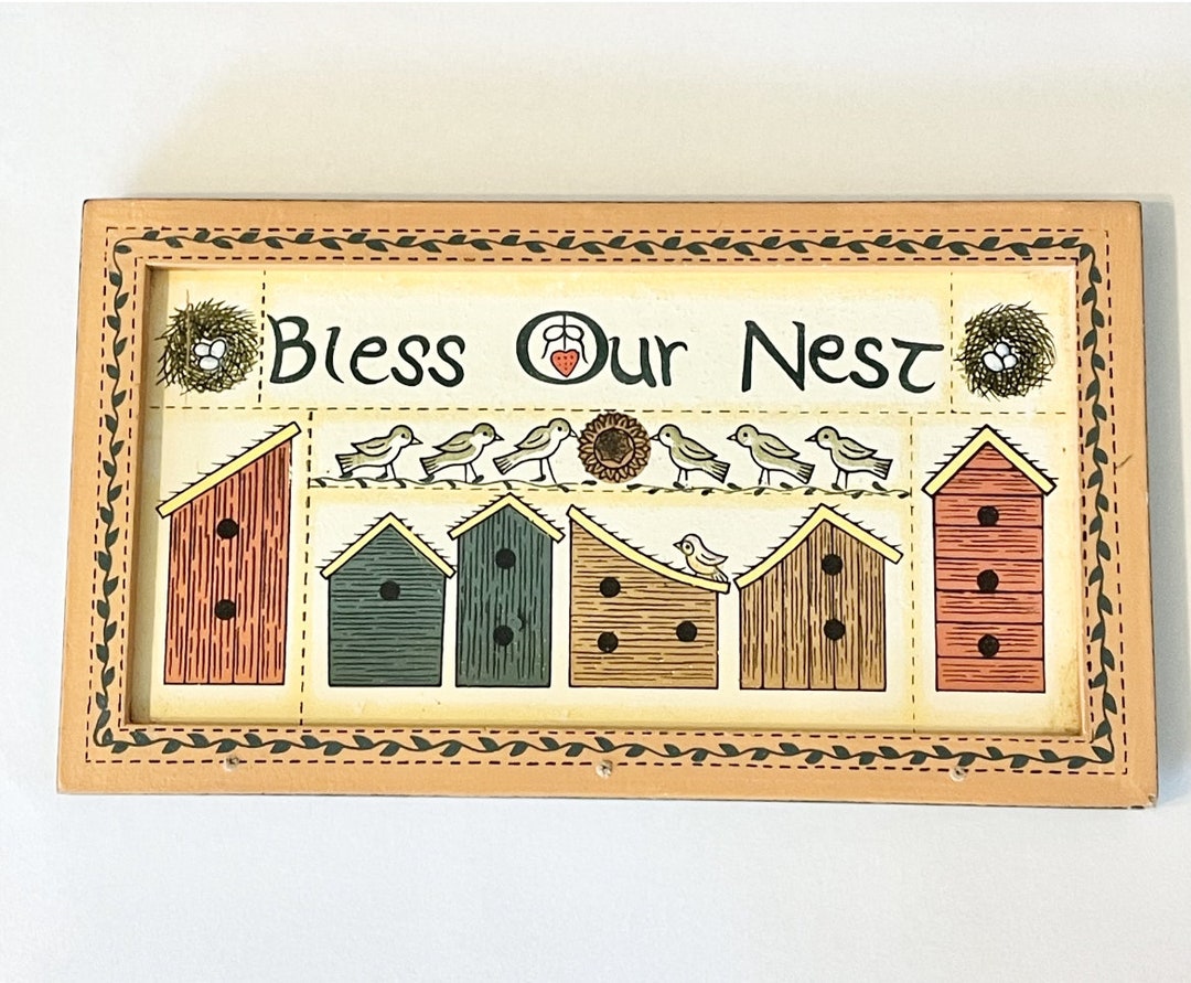 Vintage Bird-house Themed Wood Wall Plaque bless Our Nest 9 X 5 - Etsy