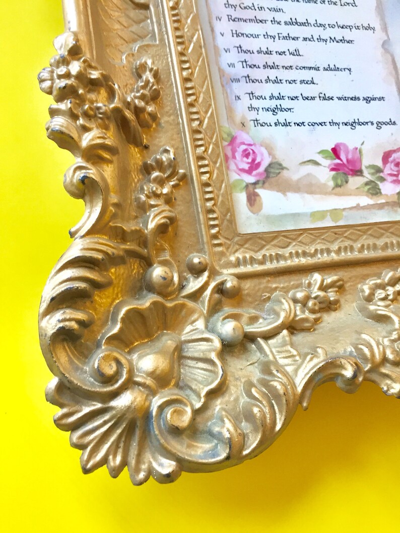 Vintage 1950's Ornate Frame Jesus Ten Commandments - Etsy