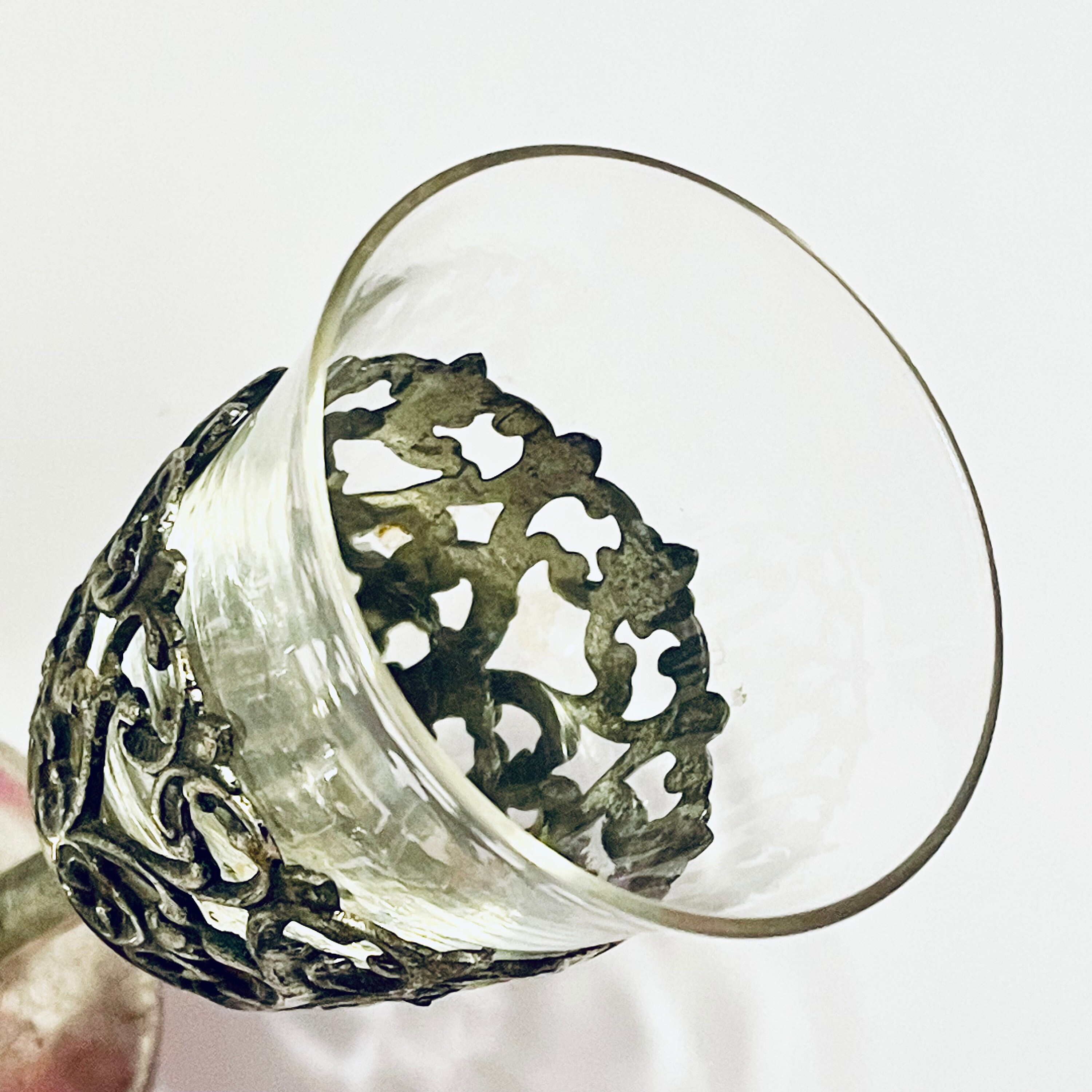 One 2 Piece Vintage 1950s Communion Glass & Silver Metal Chalice Goblet ...