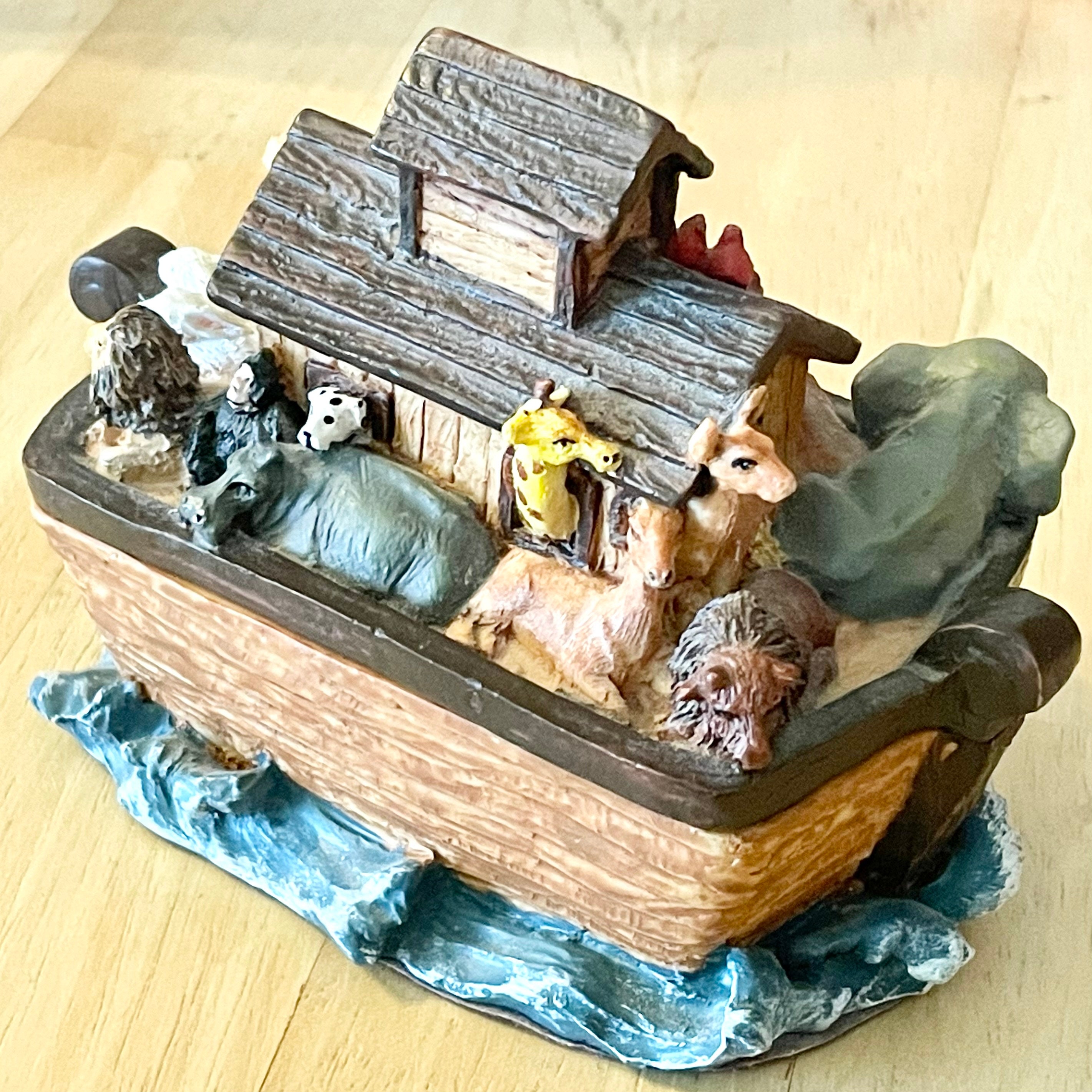 Vintage Resin Noahs Ark Box Felt Bottom Trinket Container Jewelry Stash ...