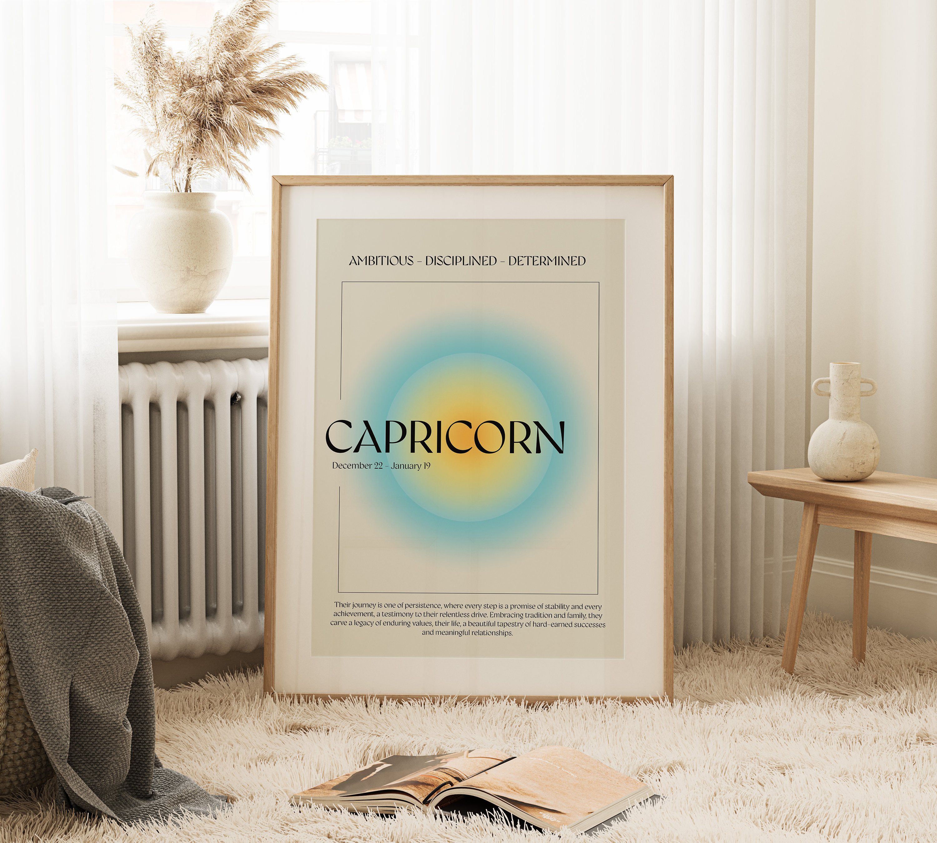 Capricorn Gradient Aura Poster Aesthetic Posters Affirmation Wall Art ...