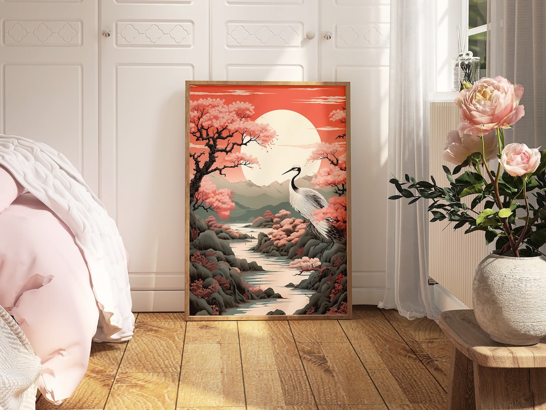 Japanese Crane Art | Ukiyo-e Style Haiku Inspiration | Crane Art Print ...
