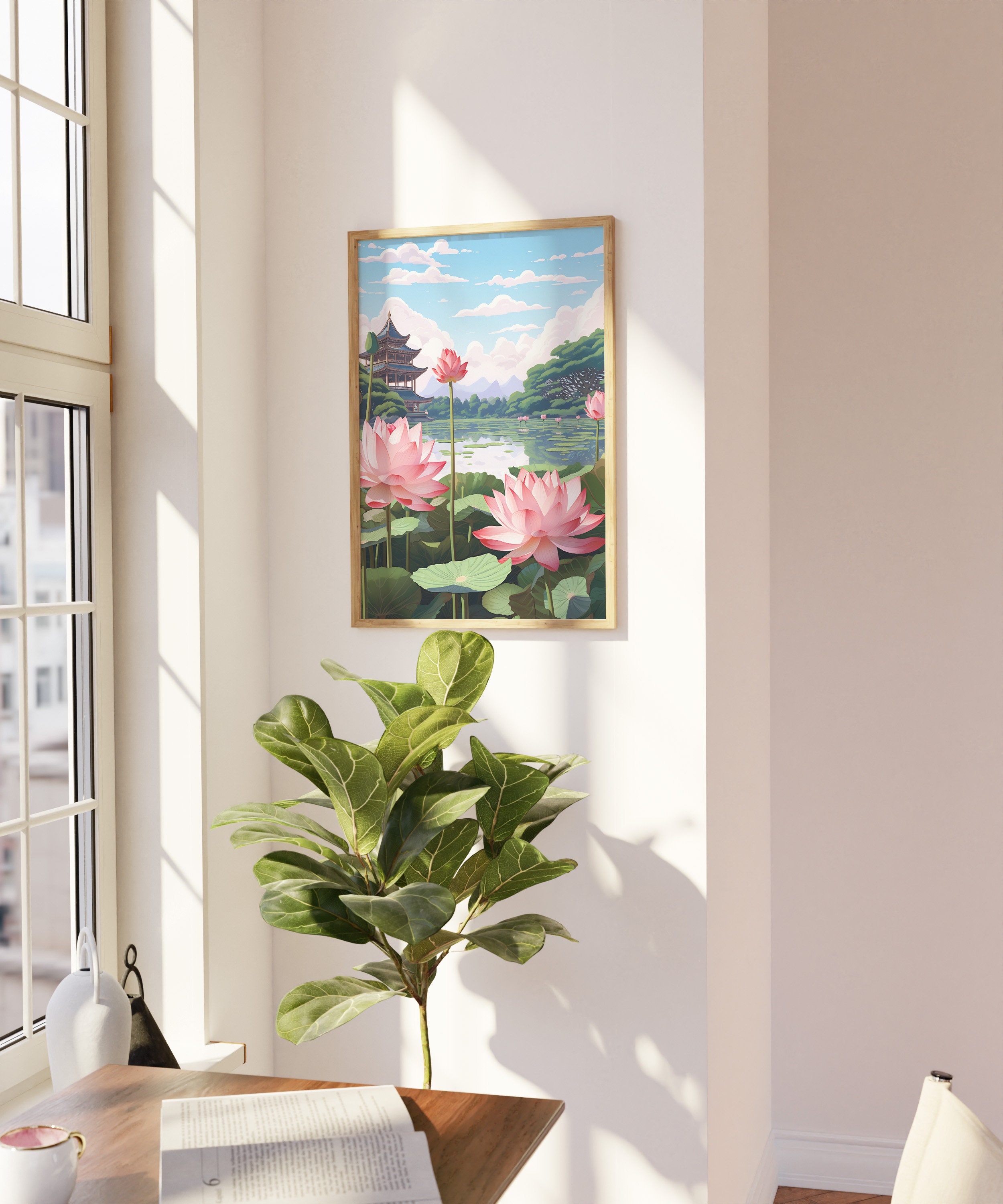 Lotus Flower Digital Instant Download Wall Print Japanese Lotus Art ...