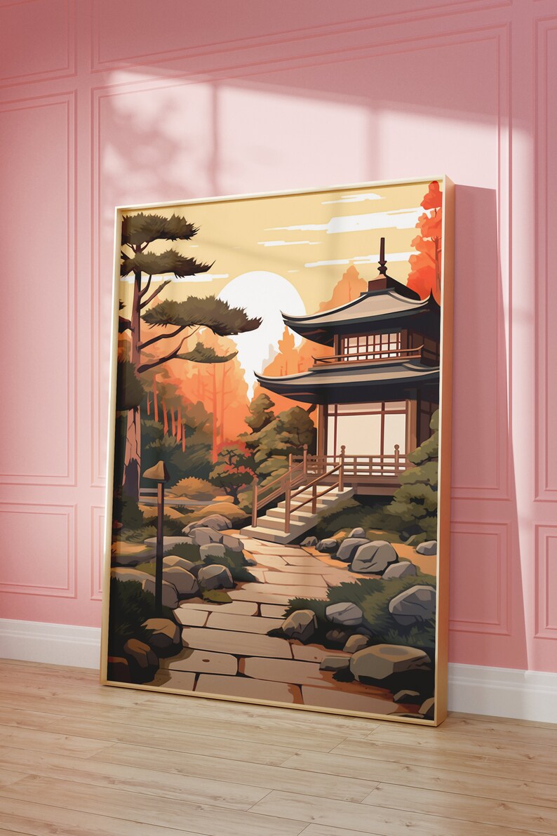 Japanese Tea House Poster Stone Pathway Art Zen Garden - Etsy