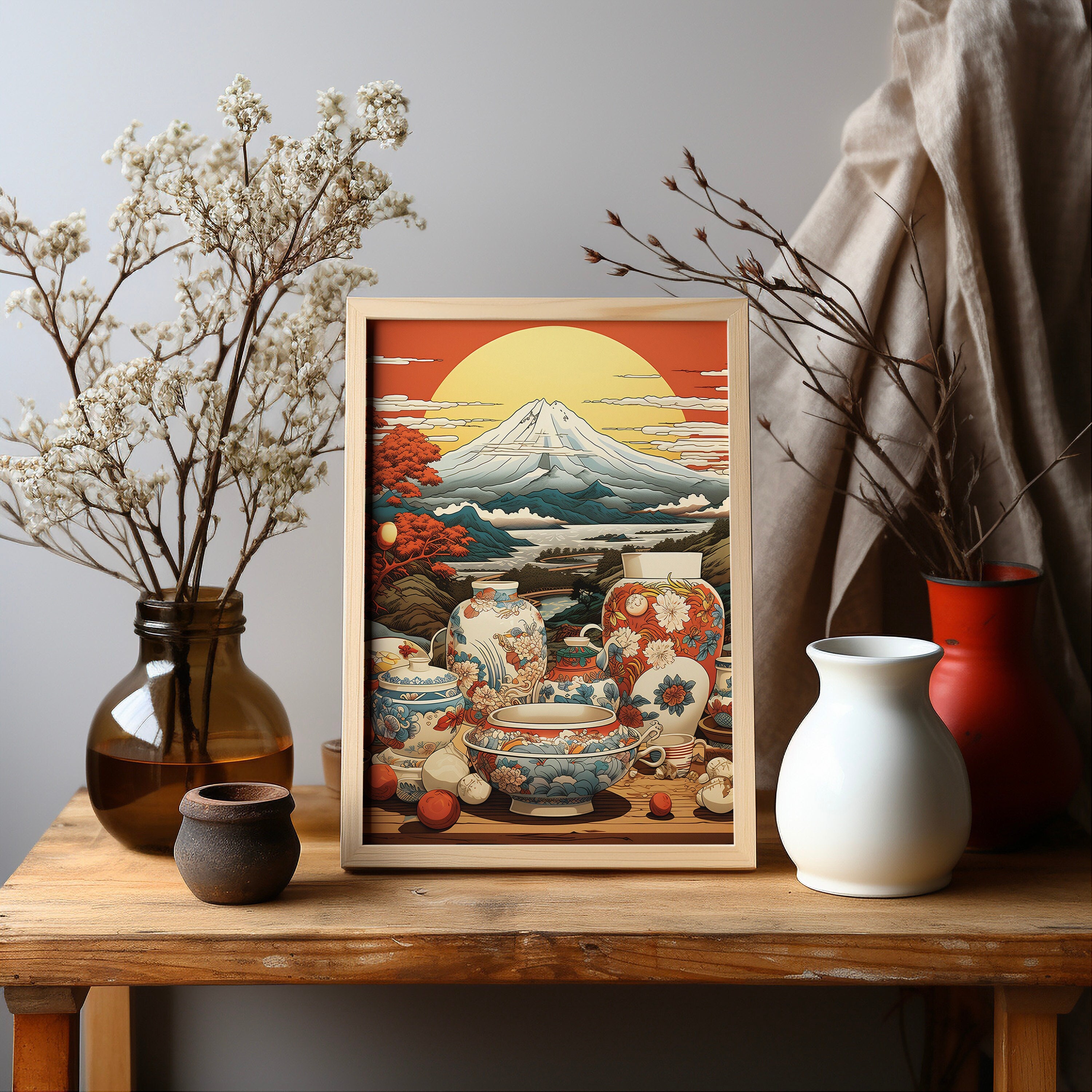 Japanese Ceramic Art Ceramic Design Print Japanese Mountain Art Ukiyo-e ...