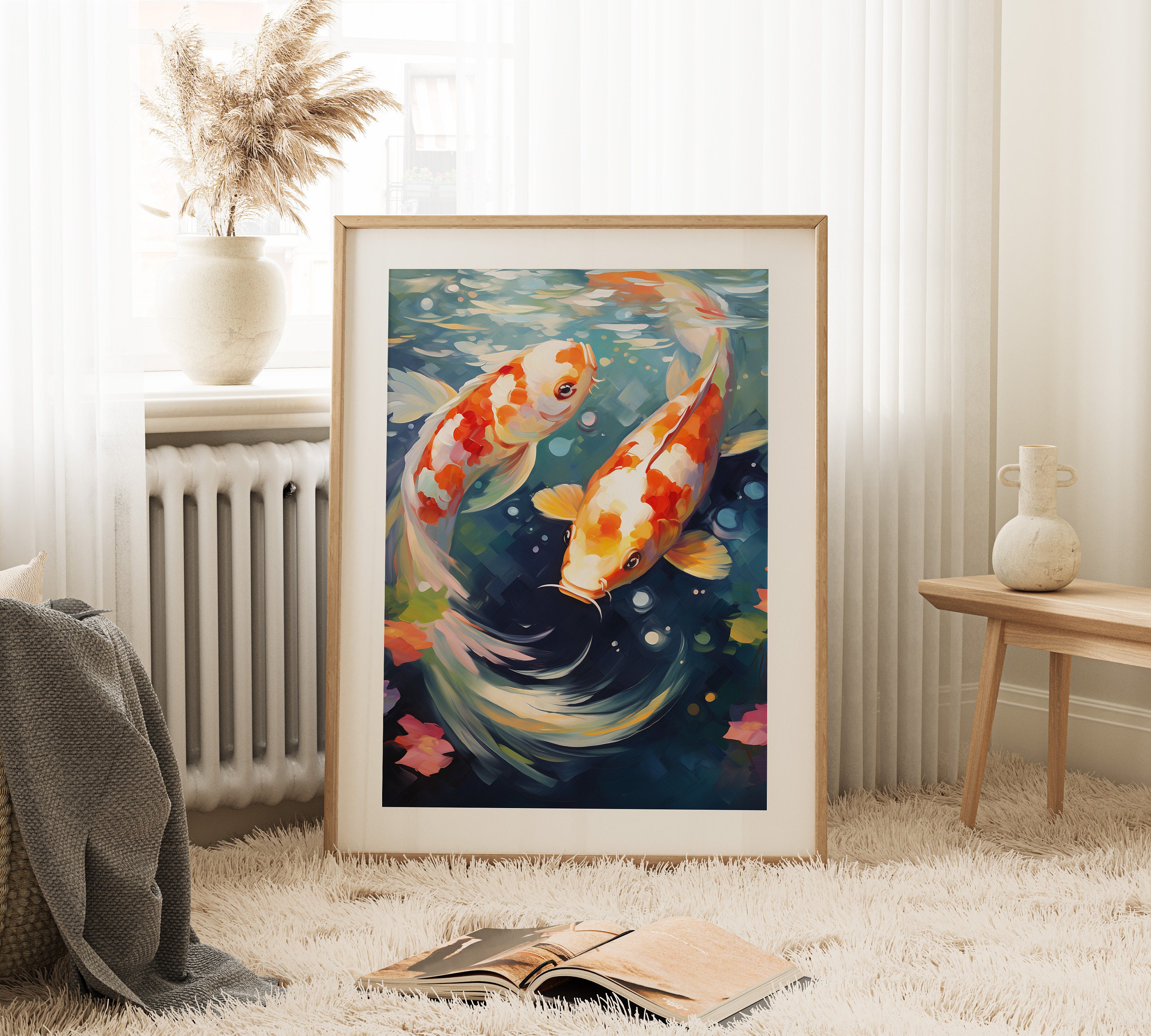Koi Fish Poster Print Japanese Koi Fish Art Print Koi Fish Pond ...