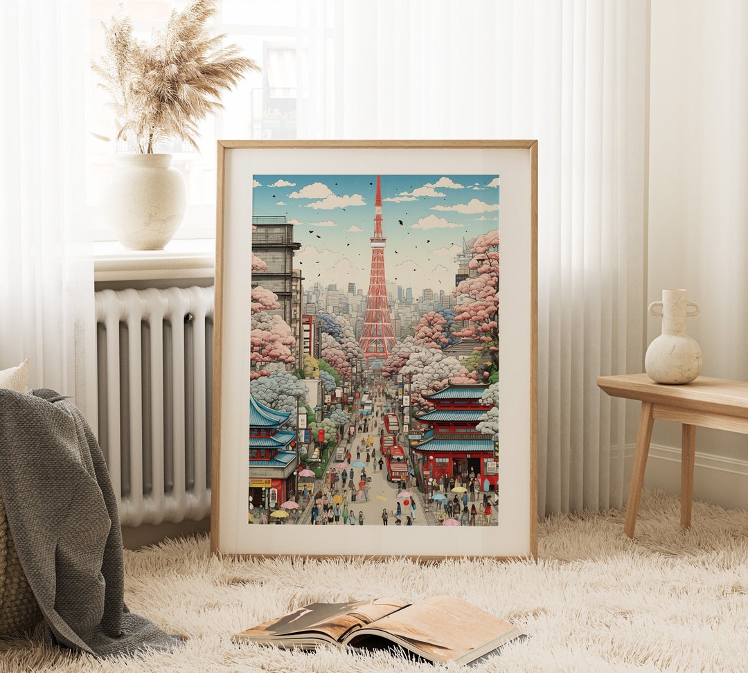Tokyo Tower Art Print | Tokyo Streets Art | Tokyo Travel Art | Tokyo ...