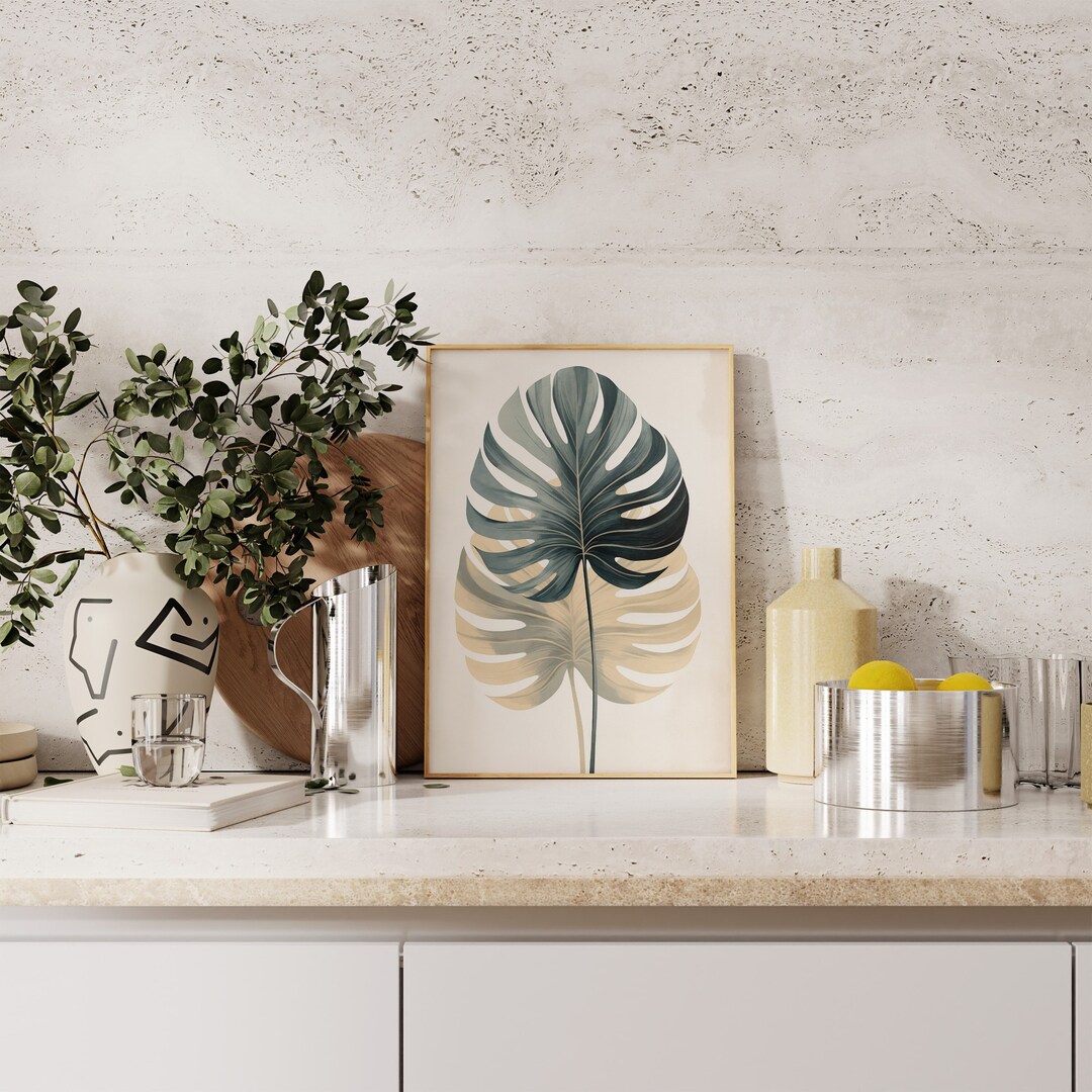 Monstera Wall Art | Monstera Art Print | White Monstera | Variegated ...