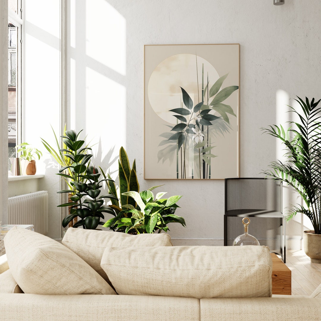 Digital Bamboo Stalks Print Download | Sage Green Wall Art | Japandi ...
