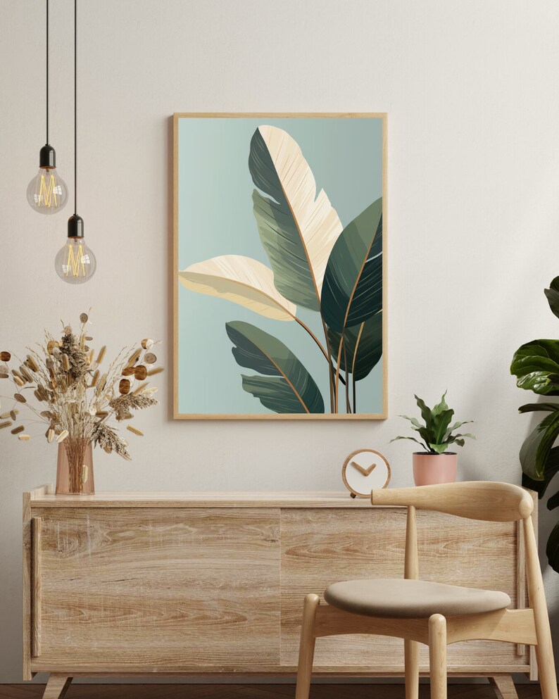 Banana Leaf Poster Birds of Paradise Plant Print Big Leaves - Etsy