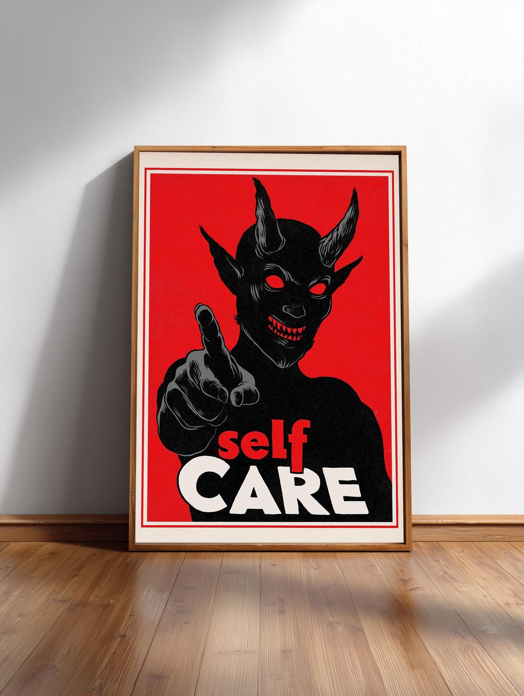 Self-care Propaganda Poster – Dark Retro Illustration | Wellness Satire ...