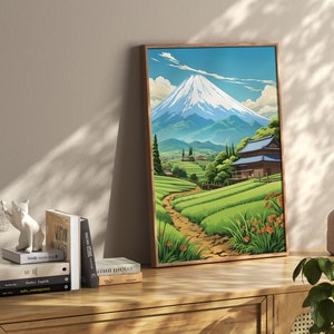 Japanese Countryside Art | Japanese Print | Japan Travel Poster | Green ...