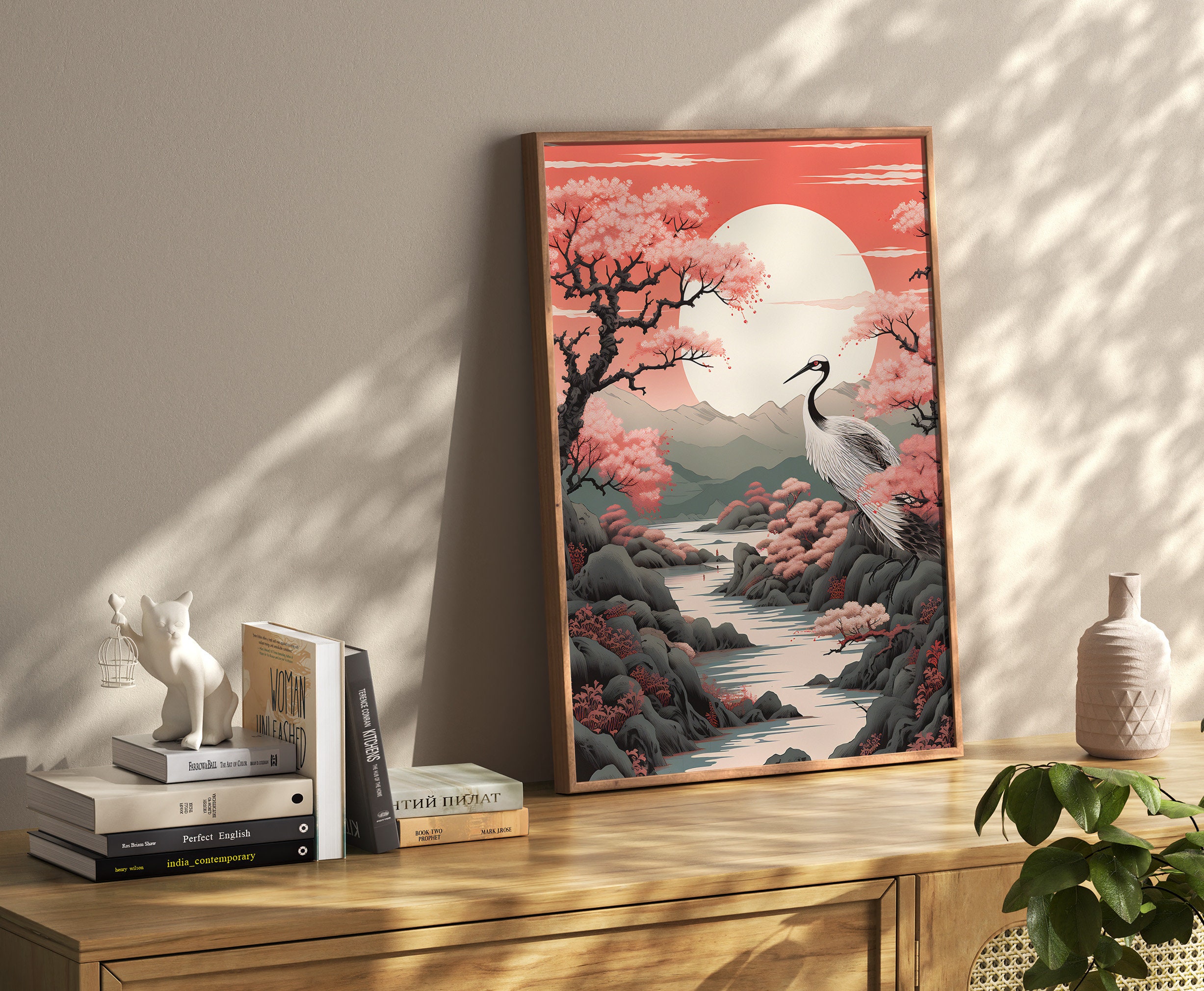 Japanese Crane Art Ukiyo-e Style Haiku Inspiration Crane Art Print ...