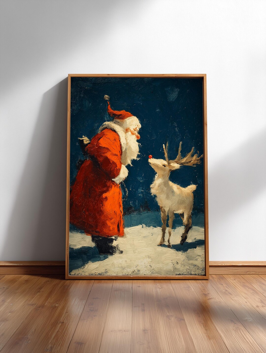 Santa and Reindeer Wall Art – Classic Christmas Illustration | Family ...
