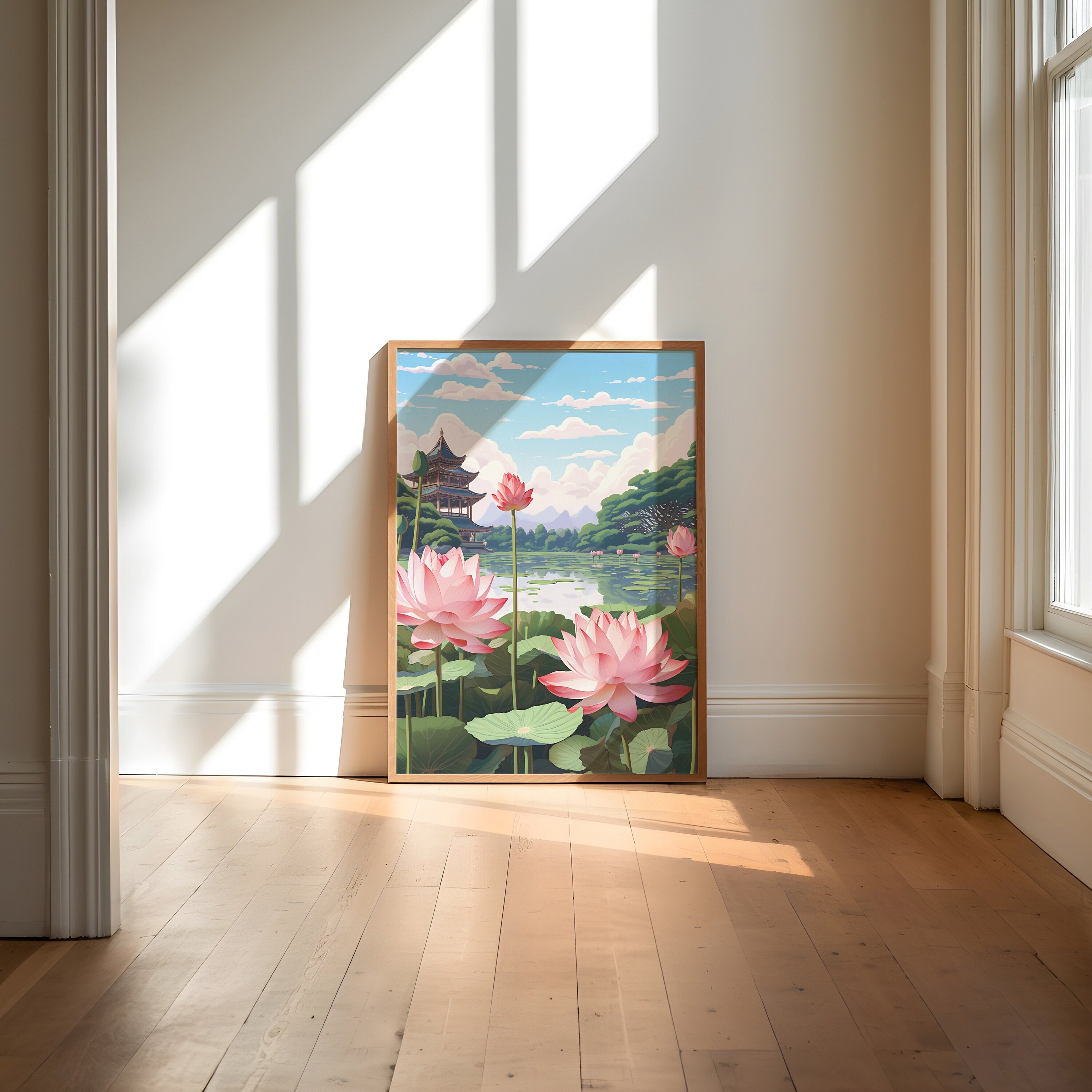 Lotus Flower Digital Instant Download Wall Print Japanese Lotus Art ...