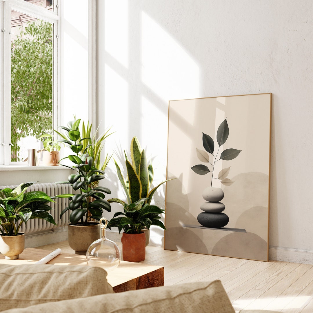Digital Zen Stone Art Download | Minimalist Pebble Japandi Print ...